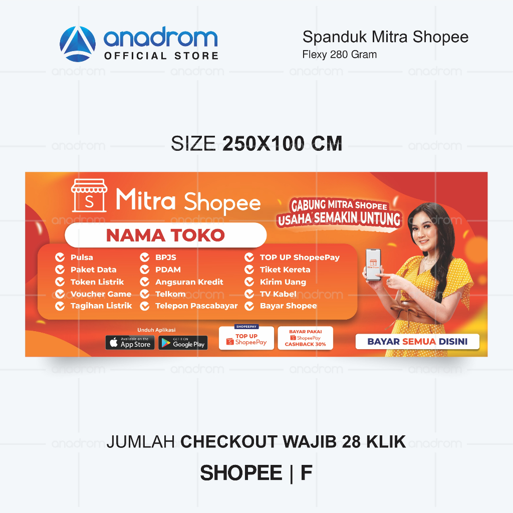 Jual Spanduk Atribut Mitra Shopee | Banner Mitra Shopee Terlengkap | Anadrom3544 | Shopee Indonesia