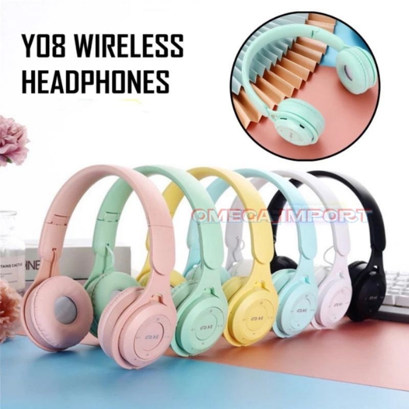 Jual (OM) Earphone Bando Y08 Macaron Wireless Bluetooth Headset ...
