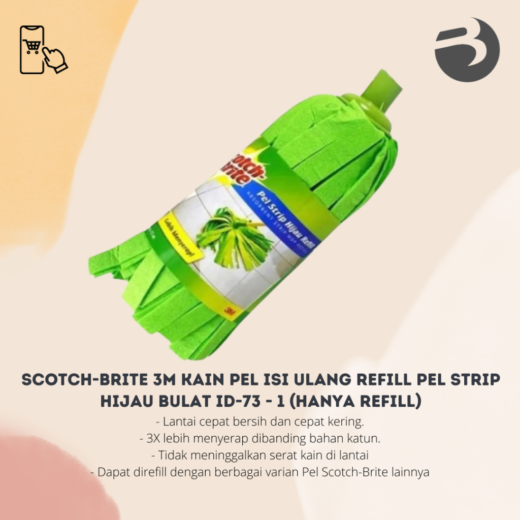Jual Scotch-Brite 3M Kain Pel Isi Ulang Refill Pel Strip Hijau Bulat ID ...