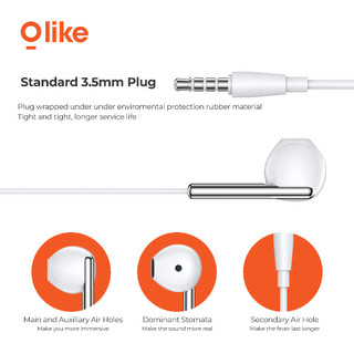 Jual Olike Headset Handsfree 3.5MM E201 Wired Earphone Mic Cocok Untuk ...