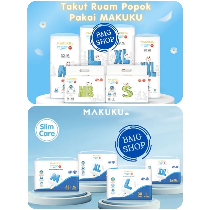 Jual MAKUKU SAP DIAPERS SLIM & SLIMCARE NB | S | M | L | XL | XXL | Shopee Indonesia