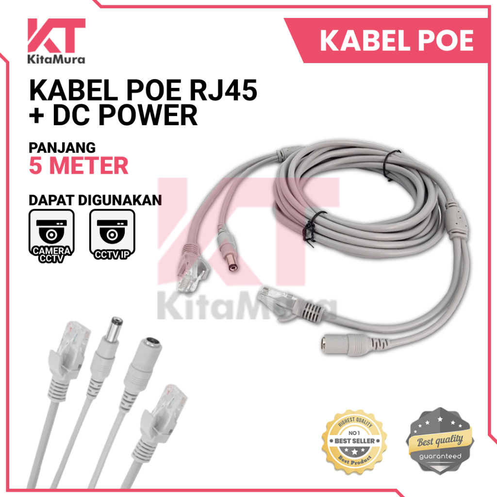 Jual Kabel LAN UTP RJ45 Cat 5 DC Power 5M-10M-15M-20M-25M-30M-40M-50M ...