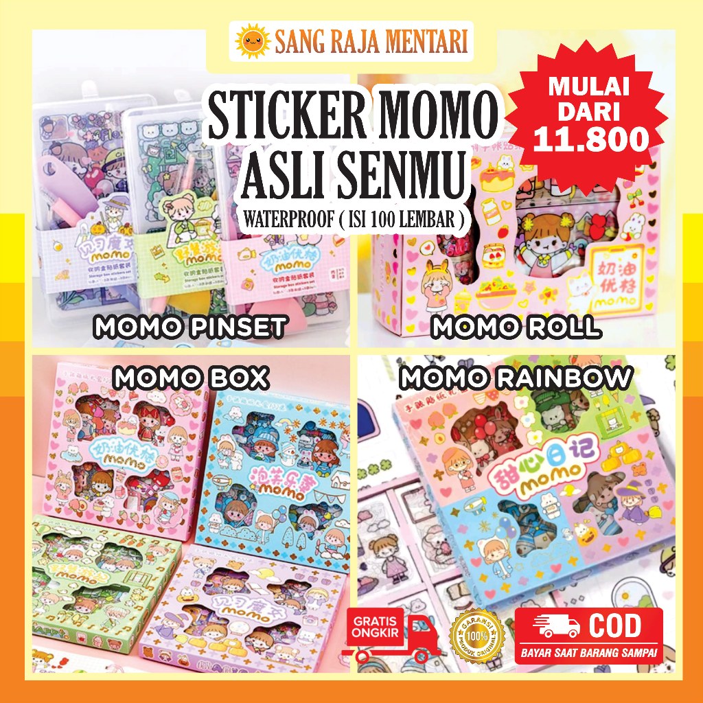 Jual Sticker Momo Waterproof Dapat Box isi 100 Lembar Stiker | Shopee ...