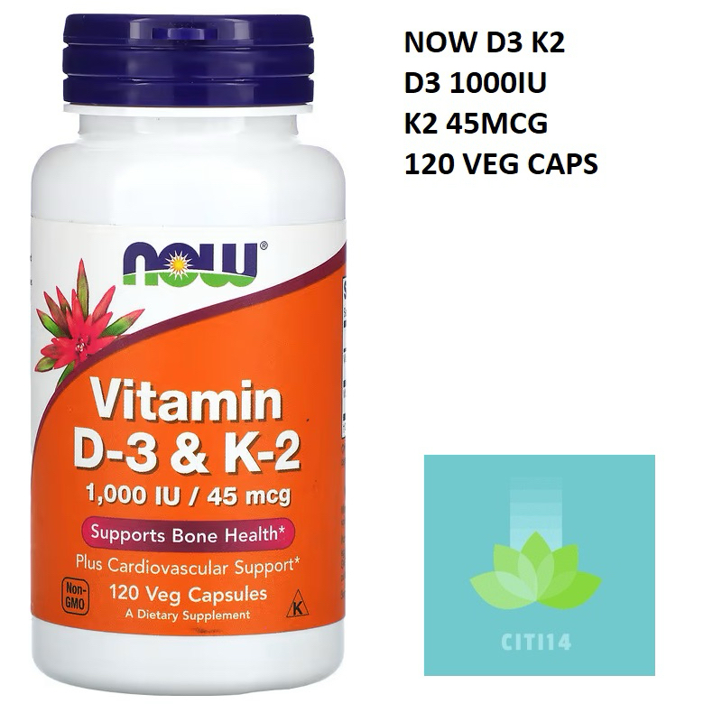 Jual Now D3 K2 120 Caps D3 1000IU K2 45 MCG Vitamin D3 & K2 | Shopee ...