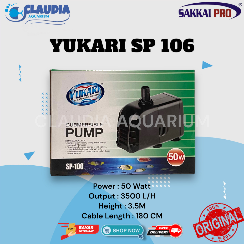Jual Pompa Celup Submersible Pump YUKARI SP 106 50 Watt Aquarium Kolam ...