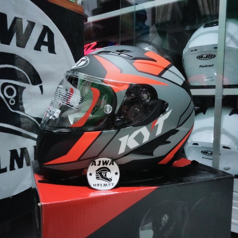 Jual HELM KYT FALCON FR RAID MATT BLACK FLUO / 2VISOR FLAT CLEAR ...
