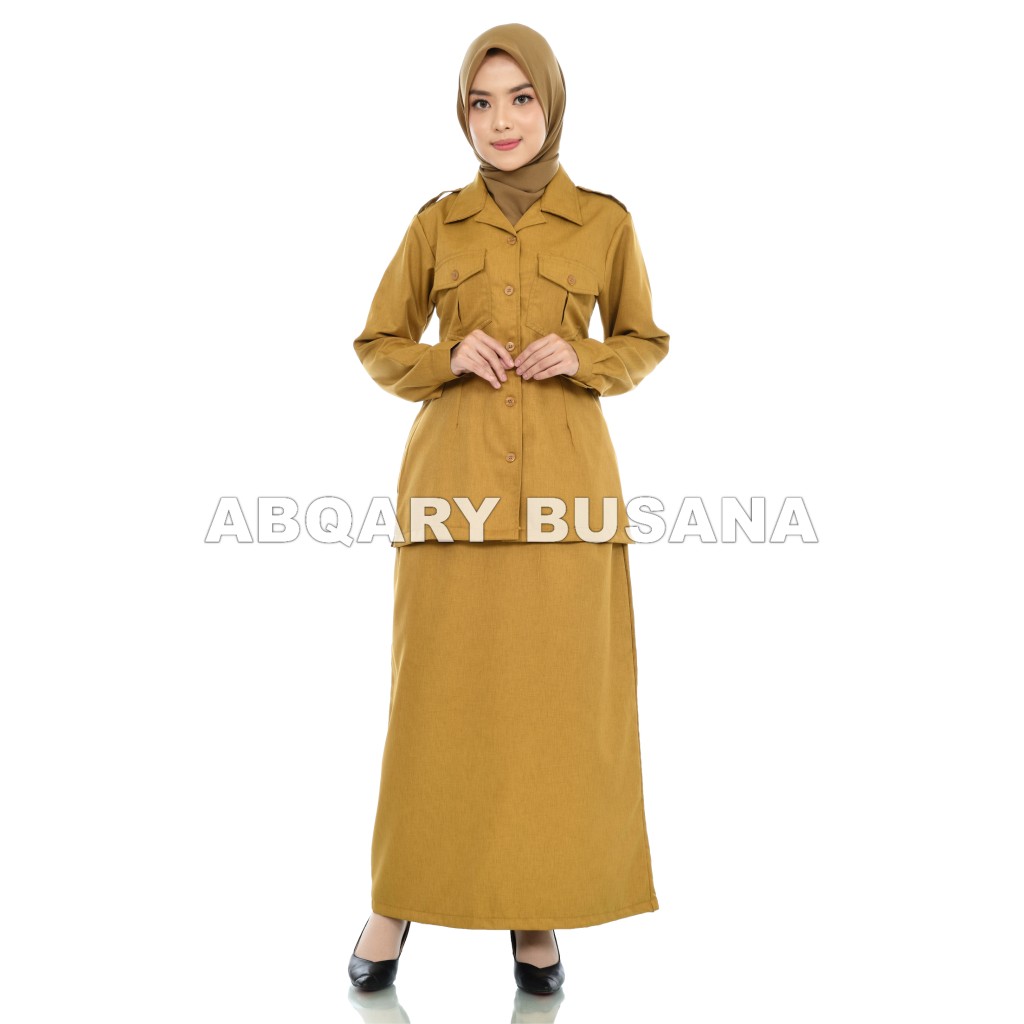 Jual Seragam PNS Wanita Khaki - Setelan Dinas Pemda Terbaru - Baju PNS Wanita Saku Atas - Outfit ...