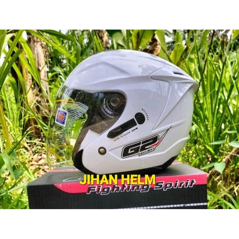Jual Helm / Helm G2 Optimax / Helm Dua kaca Helm G2 Optimax Putih ...