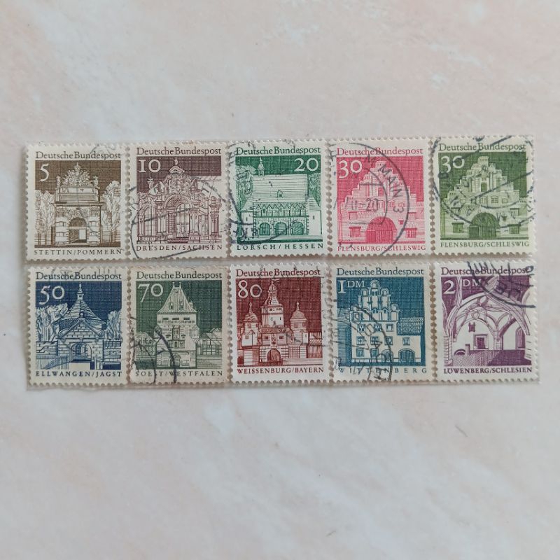 Jual (AB) Perangko Jerman 1966-1967 German buildings from twelve ...
