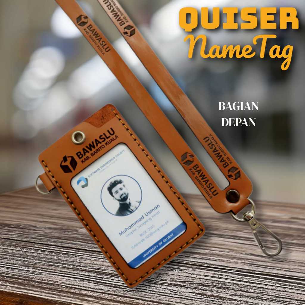 Jual ID Card / Name Tag Holder Free Custom Logo & Nama Kulit Asli - 3 ...