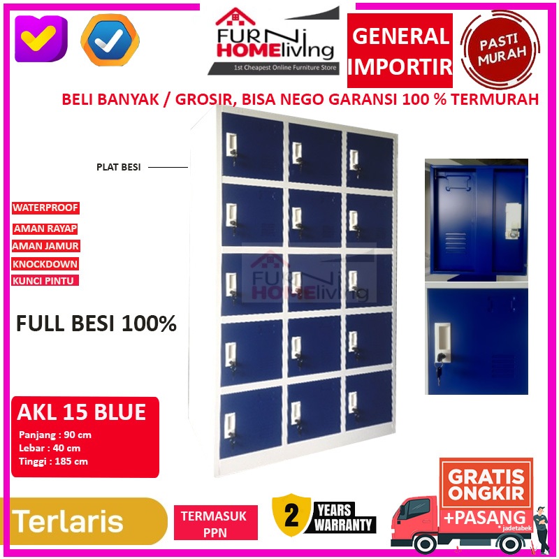 Jual Lemari Loker Besi 15 Pintu Steel Locker Cabinet 15 Doors AKL15 ...