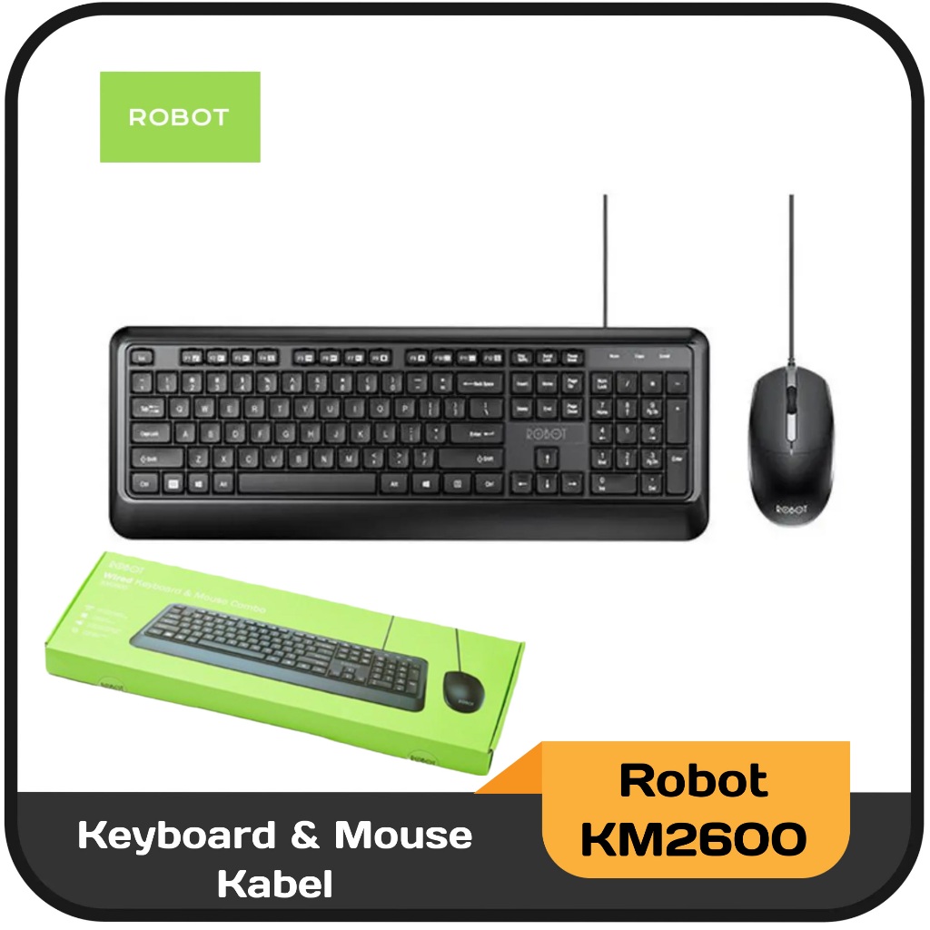 Jual Keyboard Dan Mouse Kabel Robot Km2600 1 Set Black Shopee Indonesia