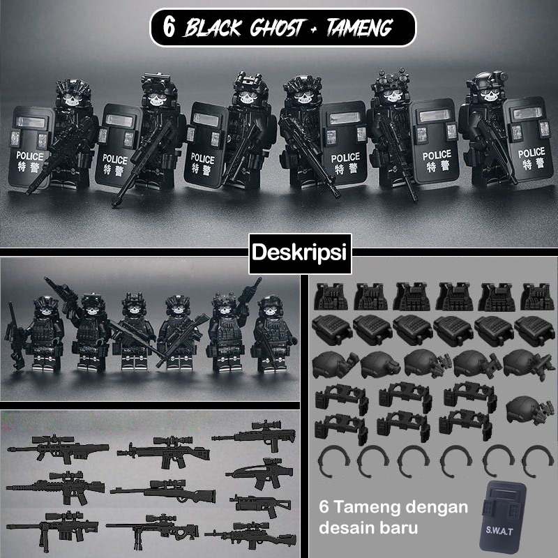 Jual Mainan balok Military Minifigure army Swat Team Pack Building ...
