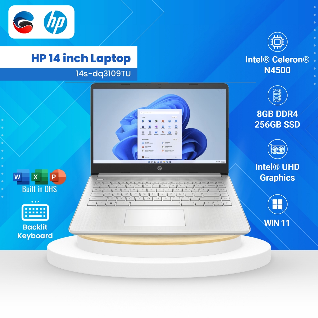 Jual HP Laptop 14s DQ3109TU Intel Celeron N4500 8GB 256GB Win 11 ...