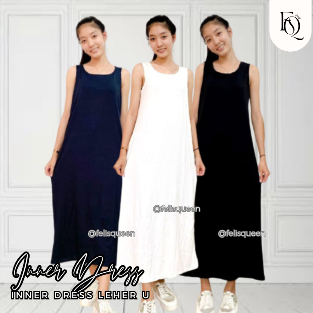 Jual INNER DRESS SPAN PANJANG TANPA LENGAN/ LONG DRESS WANITA/INNER ...
