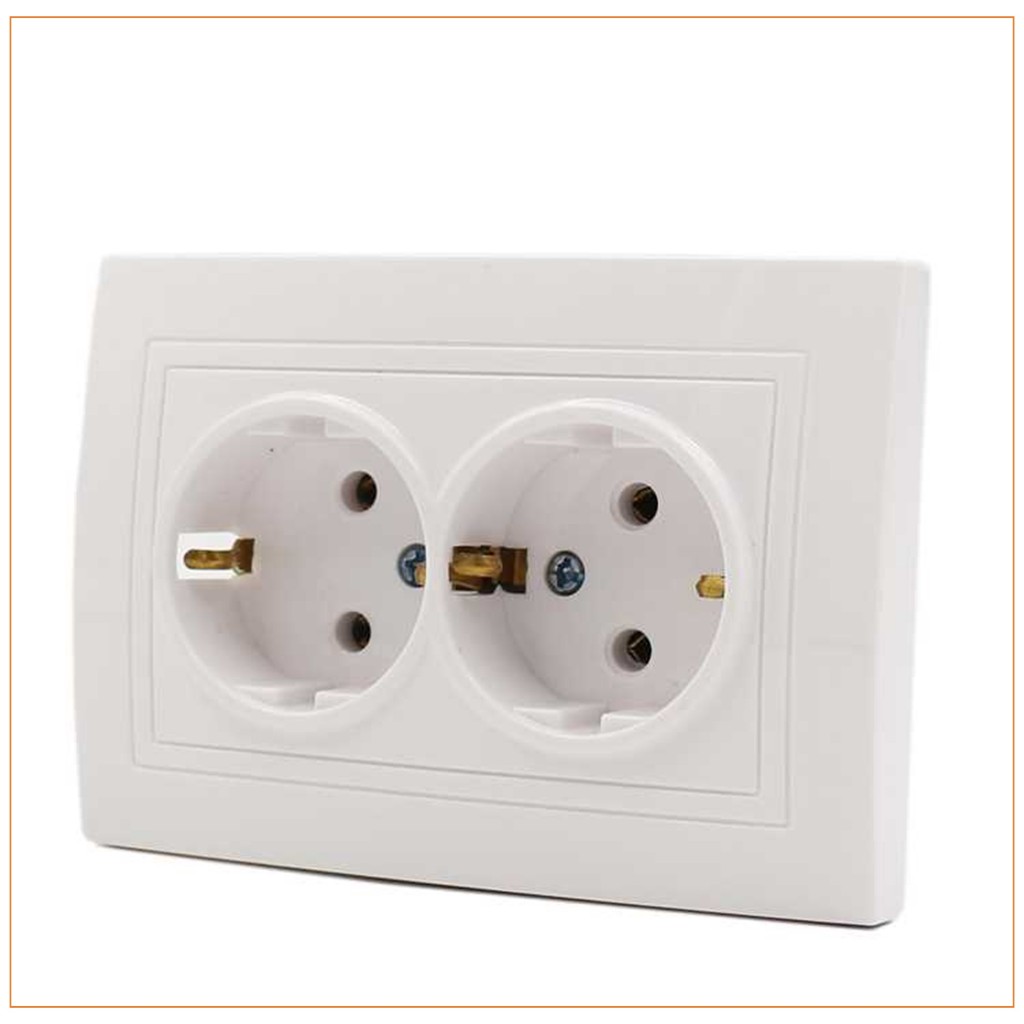Jual MEZEEN Stop Kontak Dinding EU Double Hole Wall Socket 16A 250 V ...