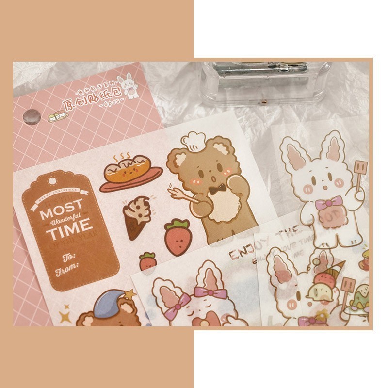 Jual STIKER LUCU DECO DIARY JOURNALING TEDDY BEAR & WHITE RABBIT ...