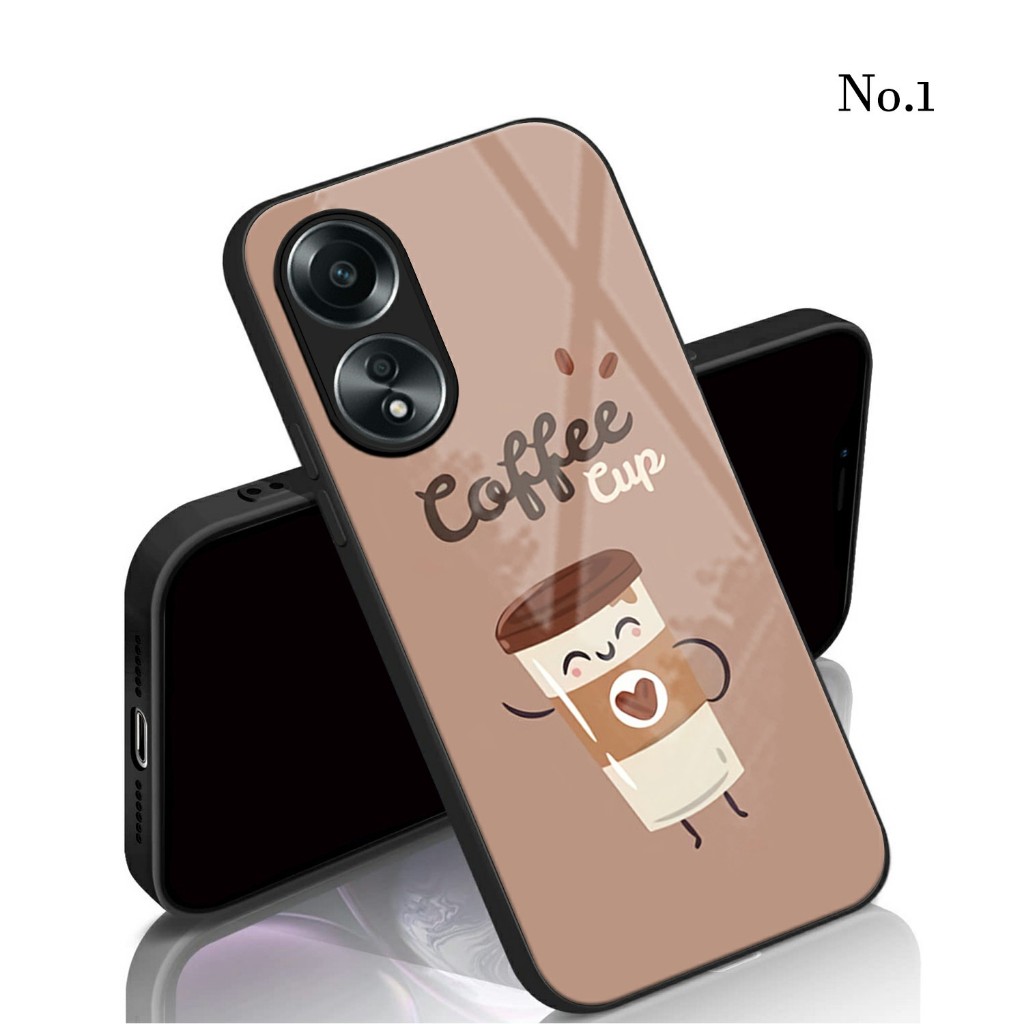 Jual Softcase Glass Kilau Oppo A1 A98 Silikon Case Kaca Motif Cc194