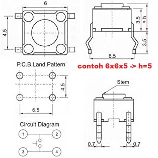 Jual Push Button Micro Switch 4 Pin 6x6 mm DIP tactile | Shopee Indonesia