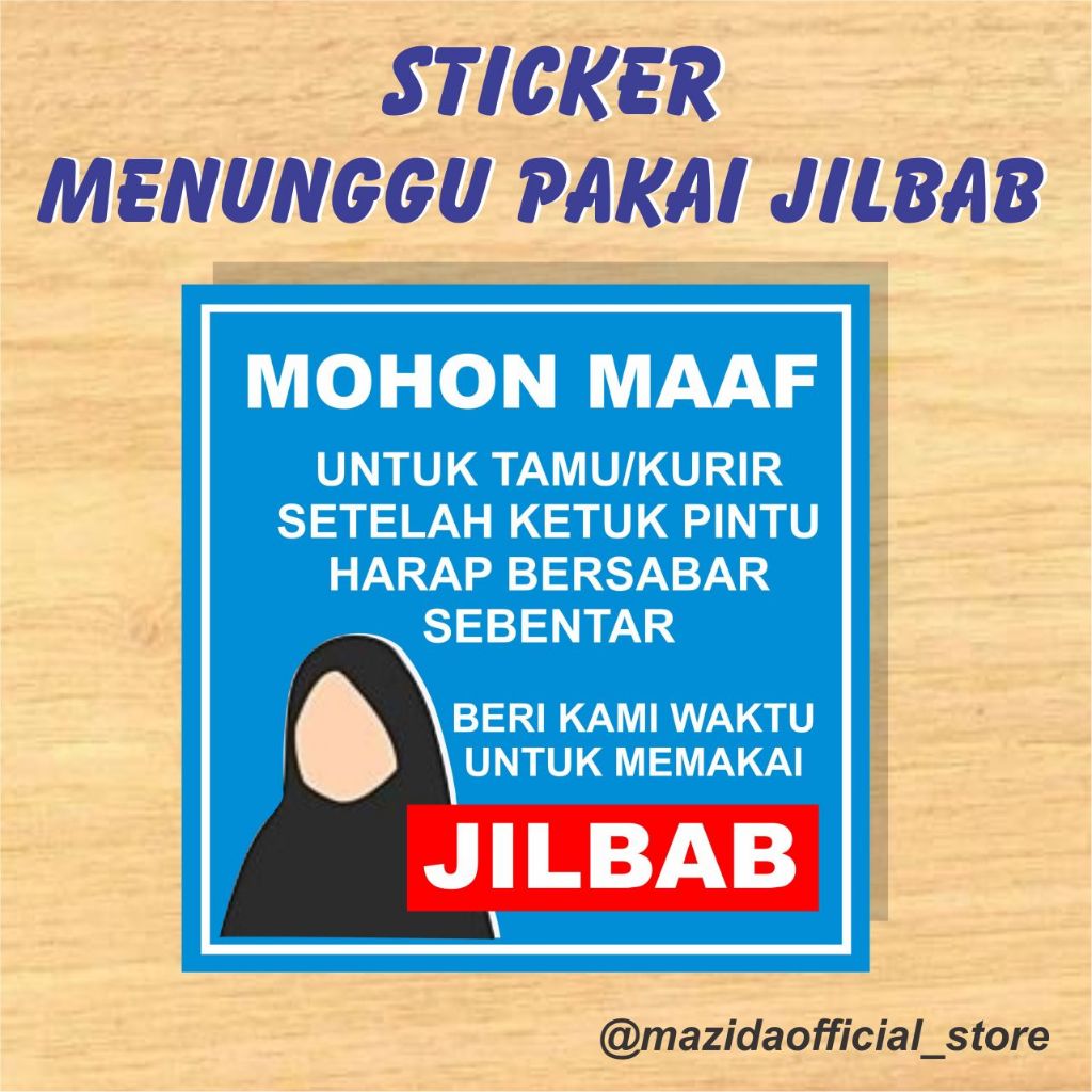 Jual Sticker Tamu Kurir Untuk Menunggu Penghuni Pakai Jilbab Hijab ...