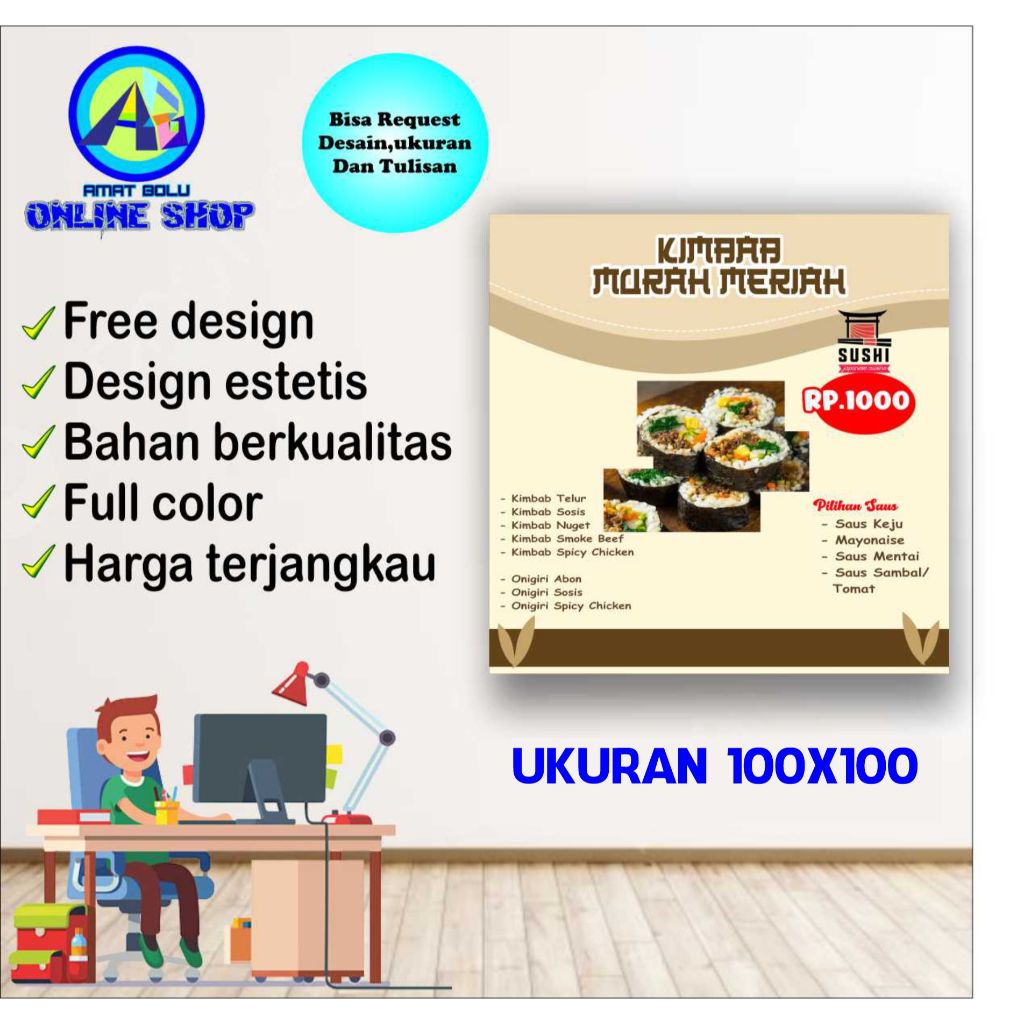 Jual MMT BANNER SPANDUK KIMBAB KIMARA MURAH MERIAH UKURAN 100X100 BISA ...