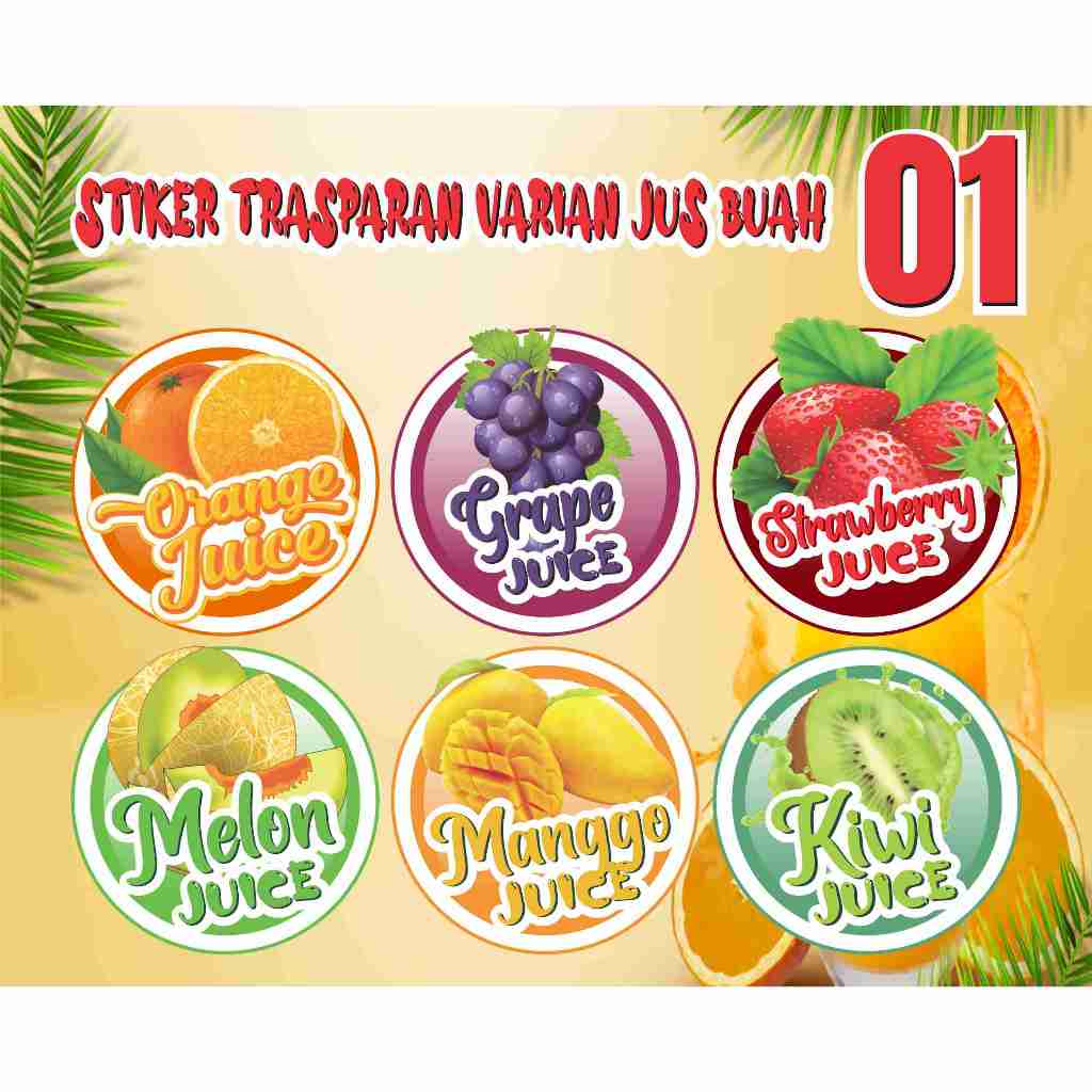 Jual 100 PCS STIKER MINUMAN JUICE BUAH BULAT | Shopee Indonesia
