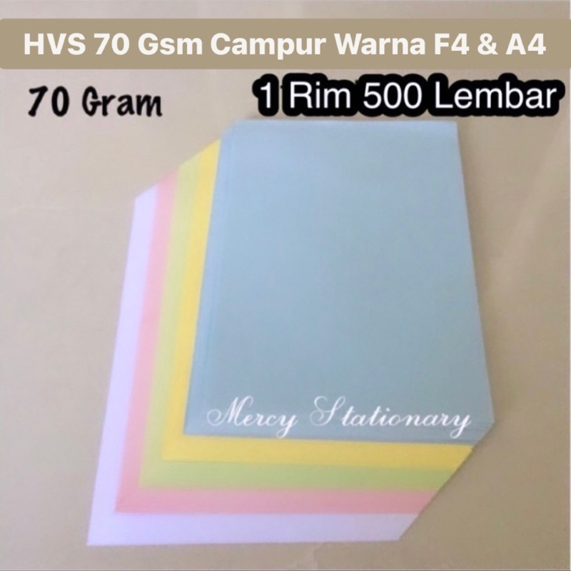 Jual Kertas HVS Warna Campur F4 70 Gram Folio - HVS Warna A4 - 1 Rim ...