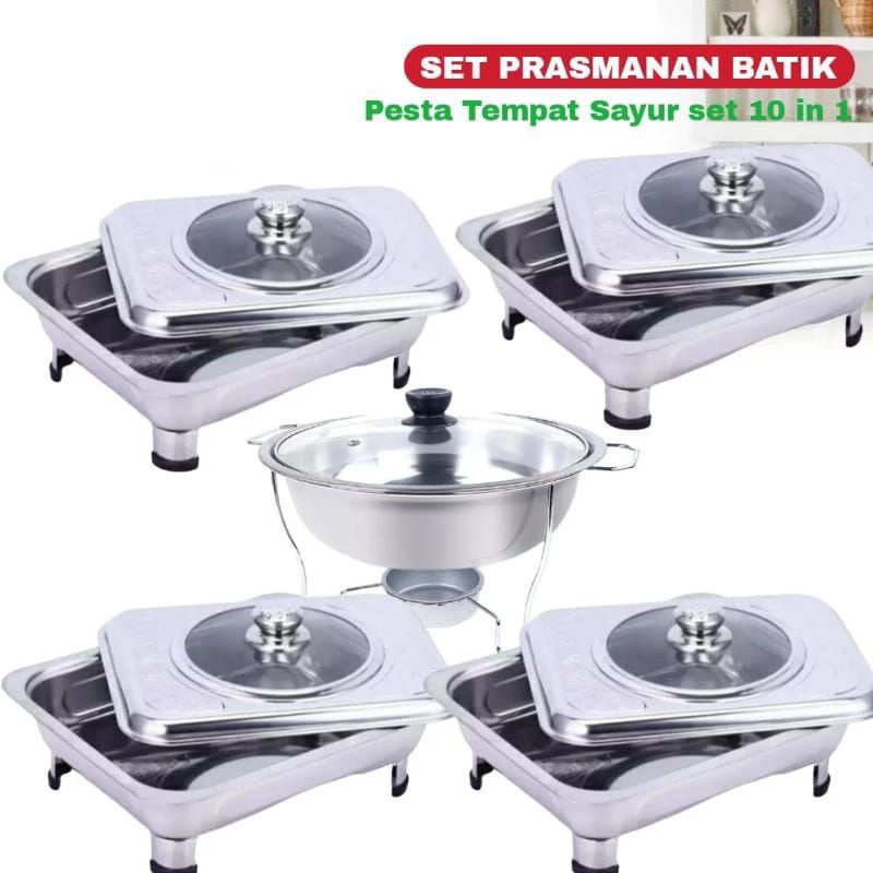 Jual Prasmanan set tutup kombinasi Stainless steel 4 panci 1 panci sop ...