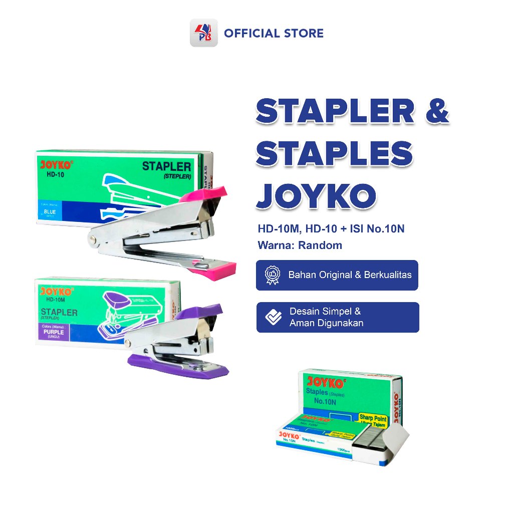 Jual Stapler Joyko Ukuran Kecil Sedang dan Isi Staples No 10 / PB ...