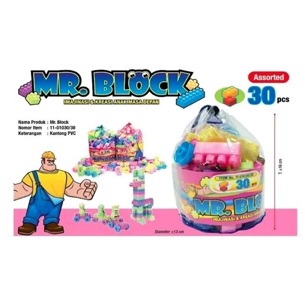 Jual Mainan Balok BRICK Besar Mr. Block Buat Anak Balita Edukasi Isi 30 Pcs | Shopee Indonesia