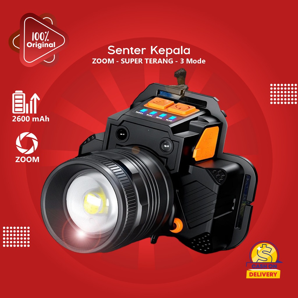 Jual Senter Kepala Led L9 Terbaru Zoom Super Terang Powerbank Tahan Air Sensor Gerak Outdoor ...