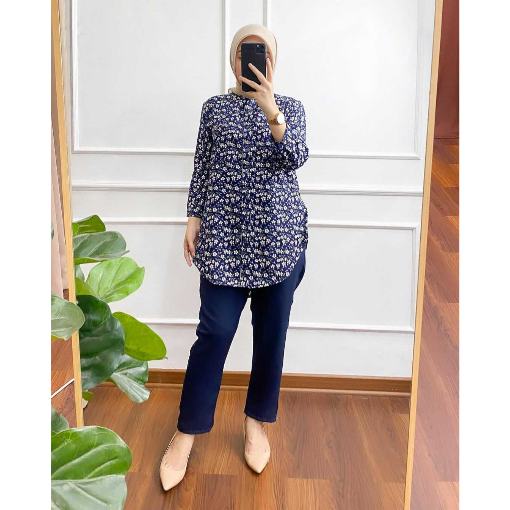 Jual ONE SET NAILA TUNIK PLISKET - SETELAN LONG TUNIK PLISKET MOTIF NEW CELANA CRINKLE PREMIUM ...