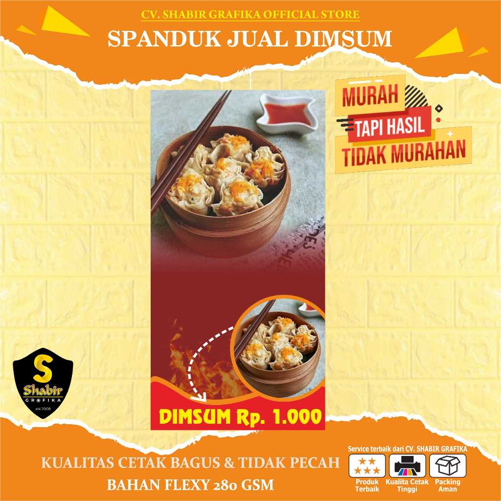 Jual COD SPANDUK DIMSUM, BAKSO, CILOK II Uk. 100x50cm | Shopee Indonesia