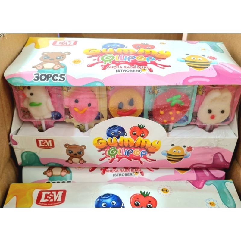Jual permen lolipop gummy permen karakter isi 30pcs | Shopee Indonesia