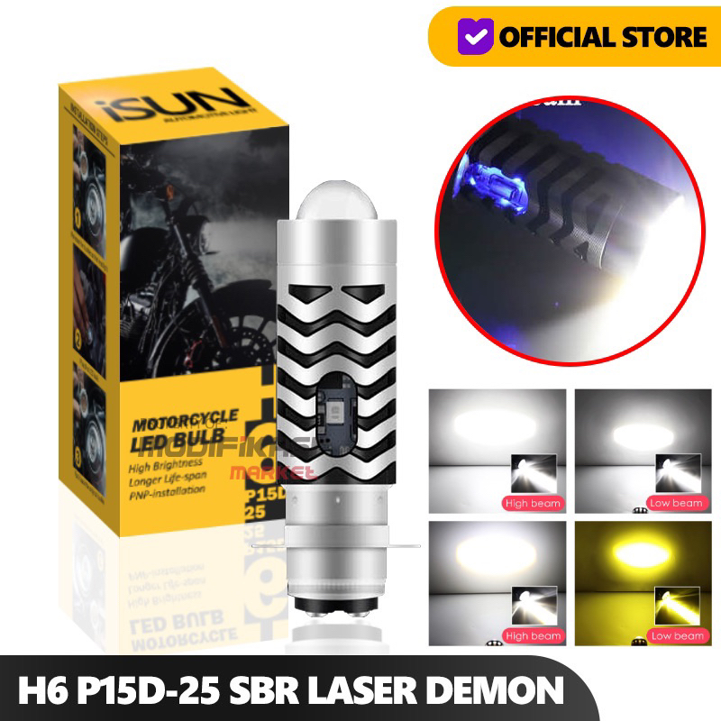 Jual LAMPU LED DEPAN MOTOR H6 LASER HI LOW MODEL AC DC DOUBLE COLOR WHITE YELLOW + LAMPU SENJA ...