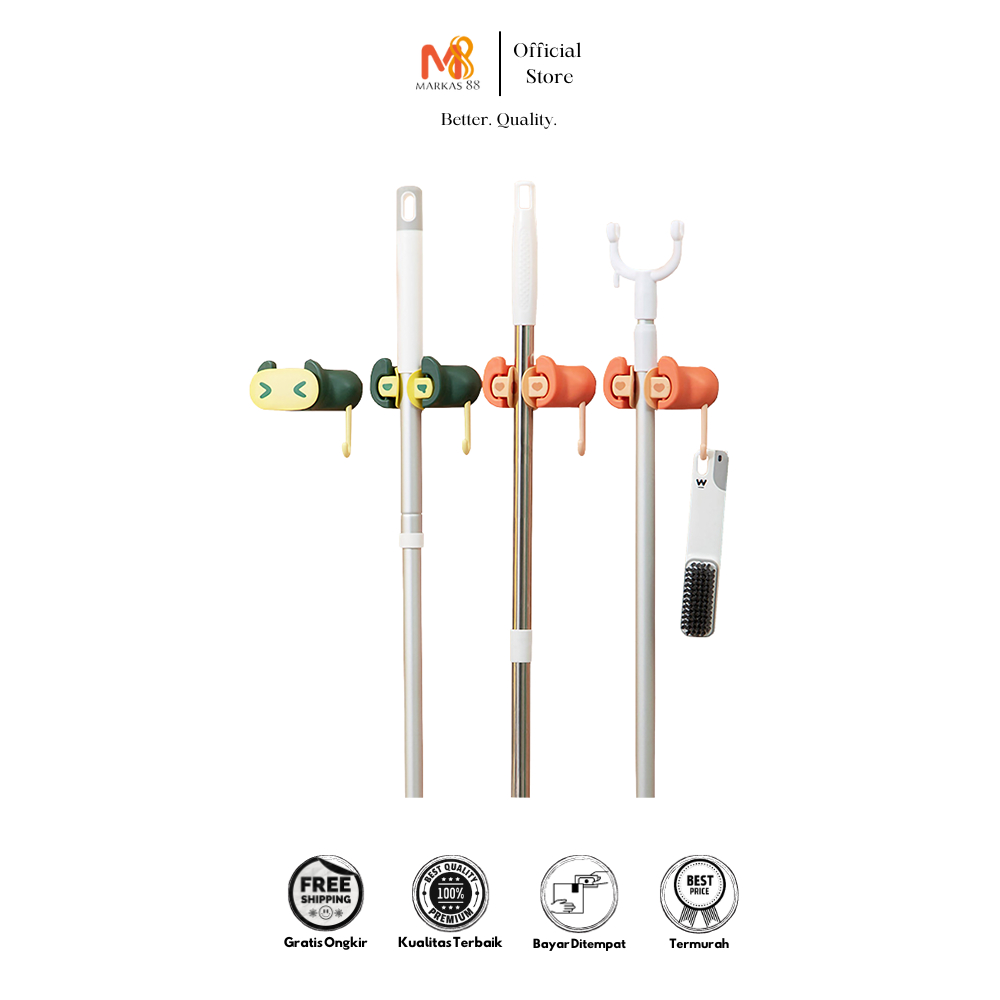 Jual MARKAS88 Gantungan Pengait Tempat Sapu dan Pel Tembok Mop Holder ...