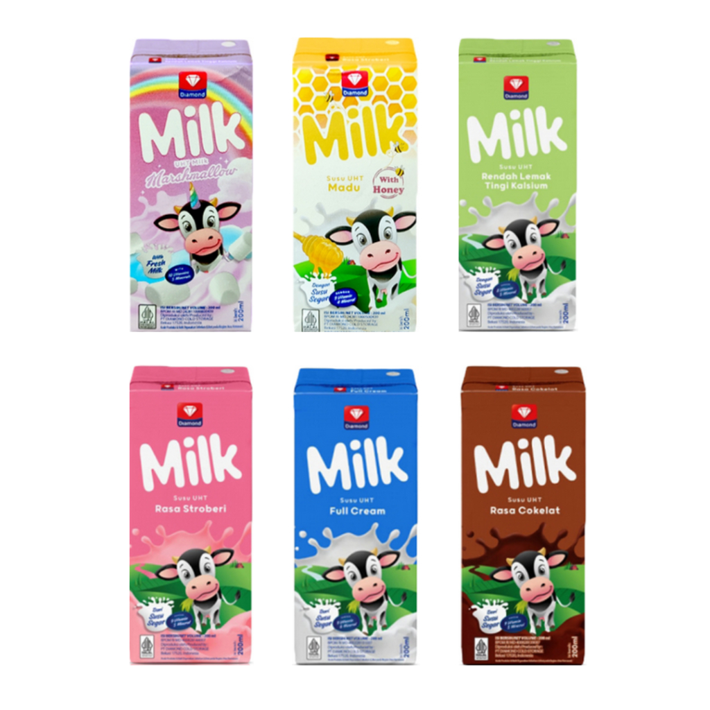 Jual DIAMOND UHT FRESH MILK 200 ML SUSU UHT HONEY/ MARSHMALLOW/ FULL ...