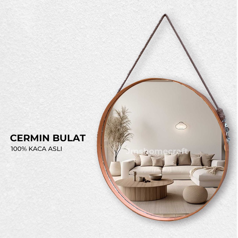 Jual Cermin Bulat Aestetic D30/ Cermin Gantungan Tali/ Cermin Bulat ...