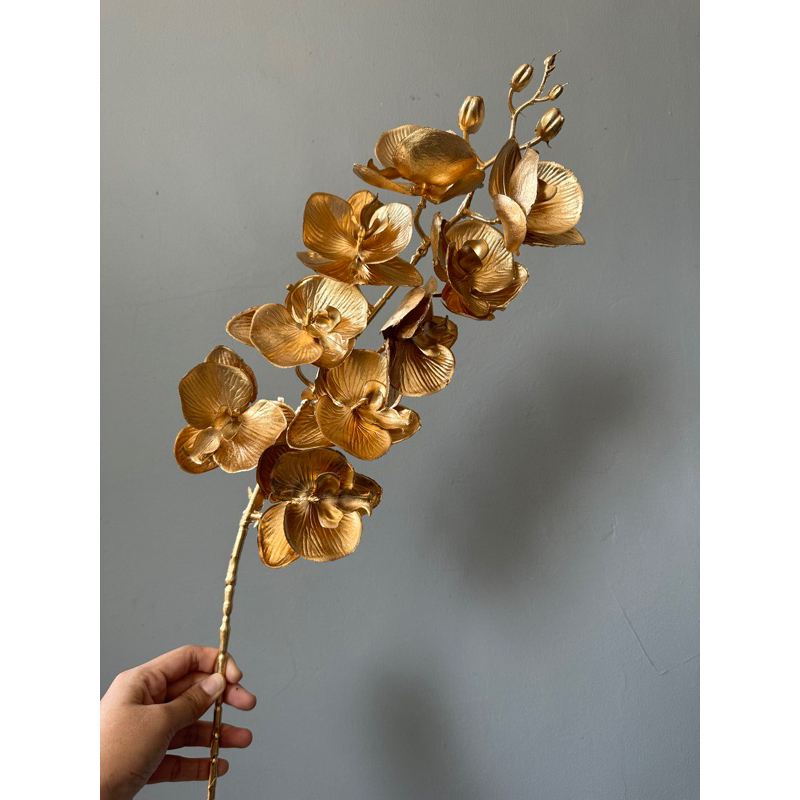 Jual BUNGA TANGKAI ARTIFICIAL ANGGREK GOLD(belum pot) | Shopee Indonesia