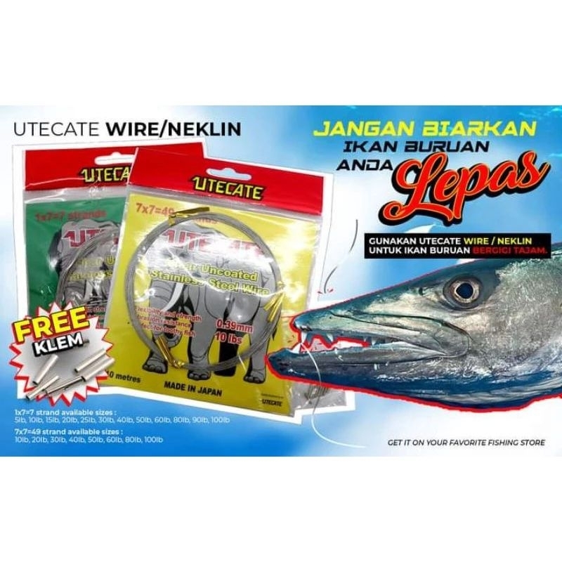 Jual KAWAT NEKLIN WIRE PANCING UTECATE 7X7 10 METER SOFT LENTUR ...