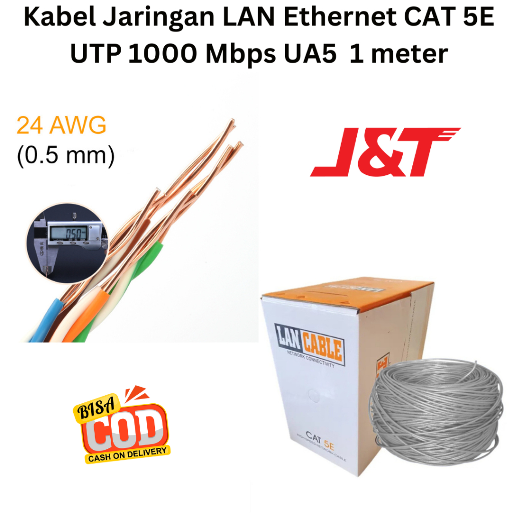 Jual Kabel Jaringan LAN Ethernet CAT 5E UTP 1000 Mbps UA5 1 meter ...