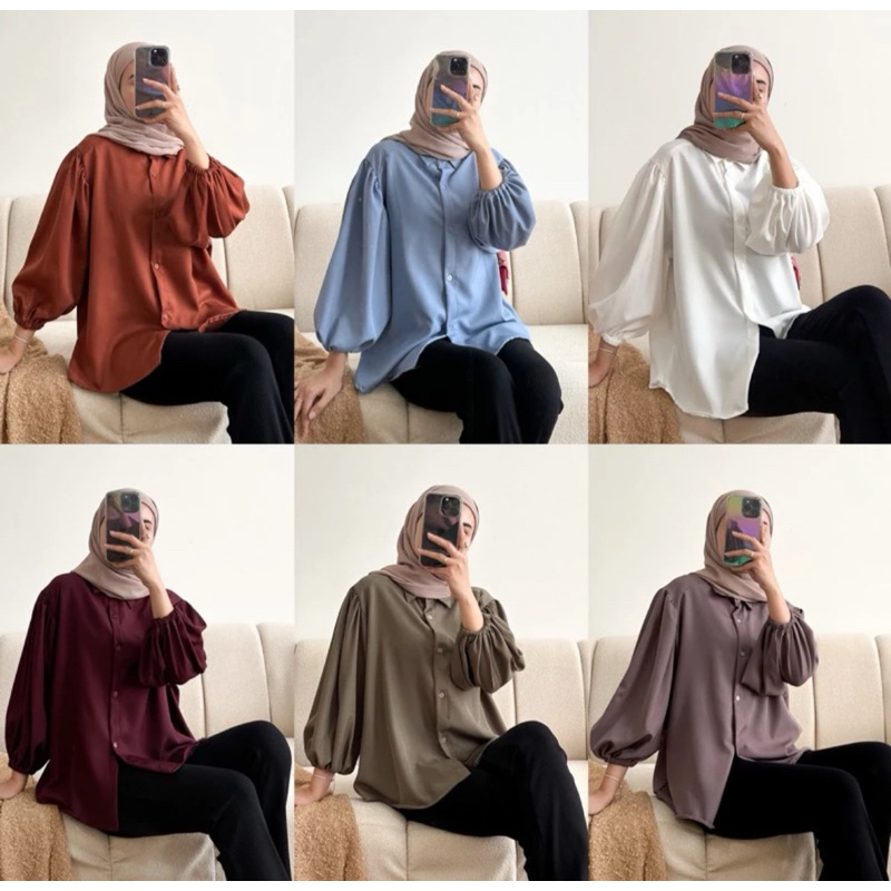 Jual ZEA PUFFY BLOUSE SHAKILA POLOS LENGAN BALON // BAHAN LEMBUT ...