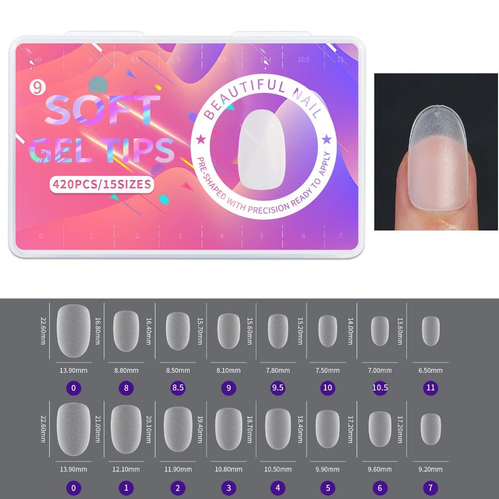 Jual Rainbow Soft Gel Tip 420pcs Full Buff Nail Extension Kuku Palsu ...