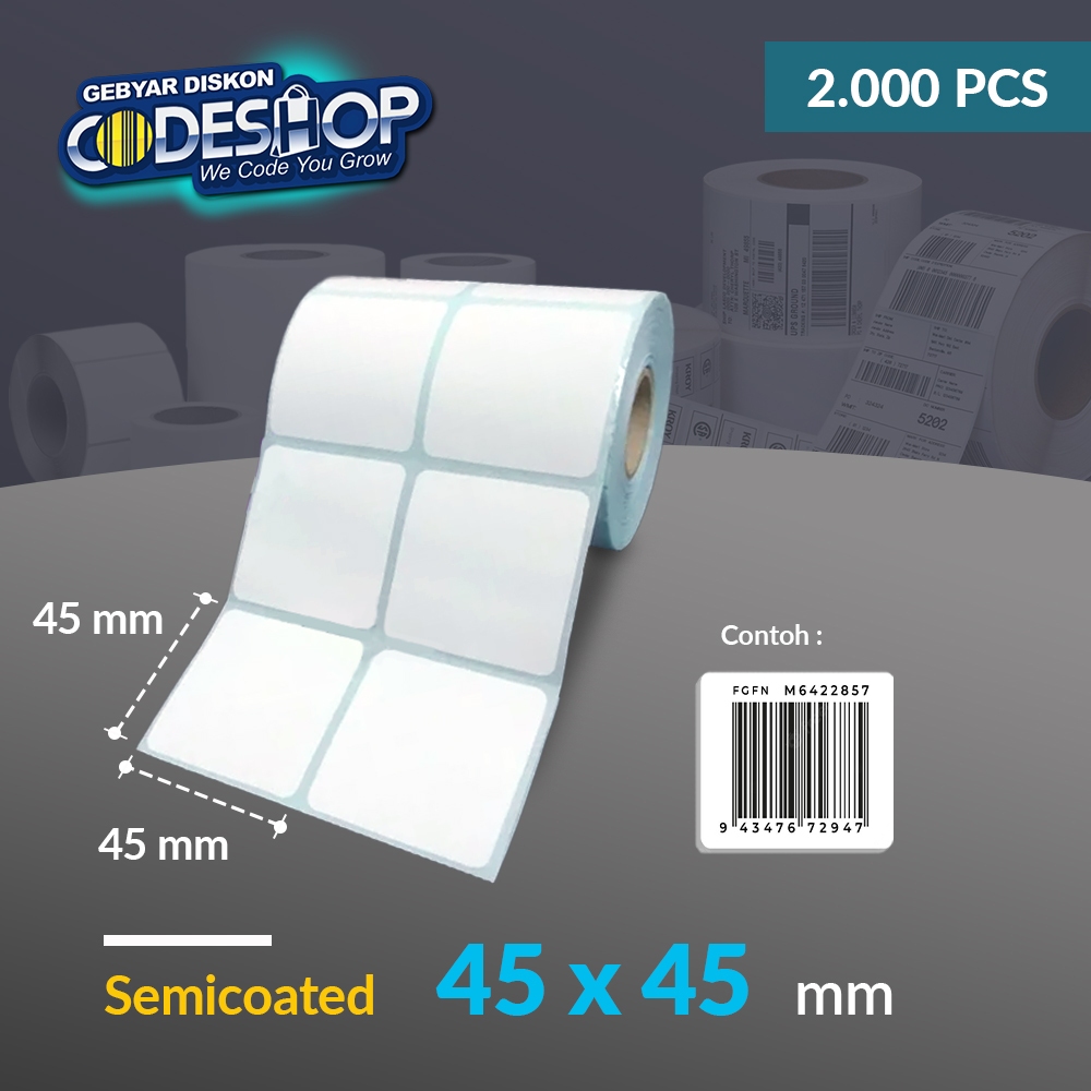 Jual Codeshop Label Semicoated 45 x 45 mm 2 Line Stiker Printer Barcode ...