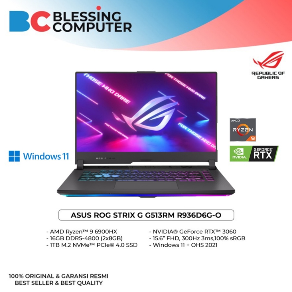 Jual ASUS ROG STRIX G G513RM R936D6G-O Ryzen 9 6900HX 16GB 1TB 3060 W11 ...