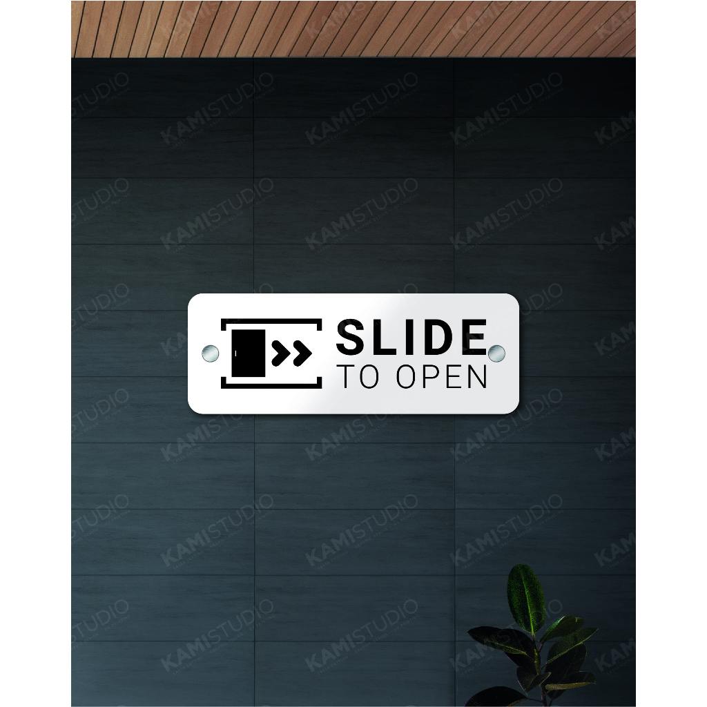 Jual TULISAN SLIDE TO OPEN 22X8 CM BAUT KACA/ SIGN BAUT KACA SLIDE TO ...