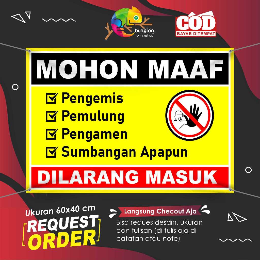 Jual Spanduk Banner Mohon Maaf Pengemis, Pemulung, Pengamen Dilarang ...