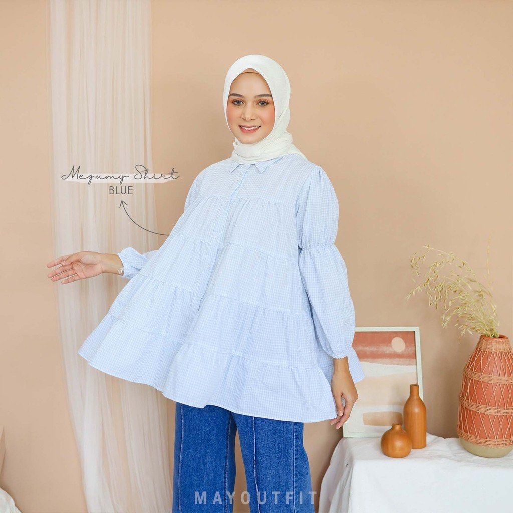 Jual MAYOUTFIT MEGUMY SHIRT BLUE | Shopee Indonesia