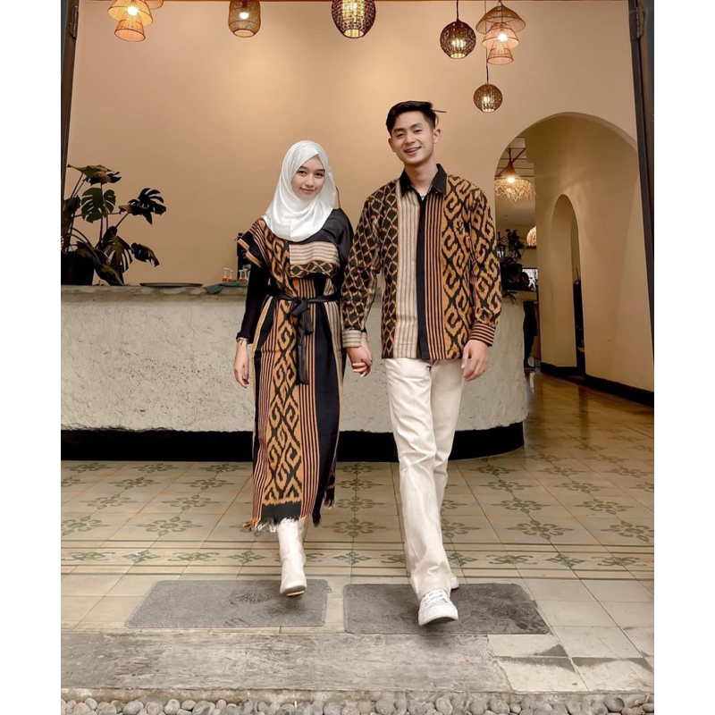 Jual Baju Batik Tenun Asli Kondangan / Set Couple Kemeja dan Dress ...
