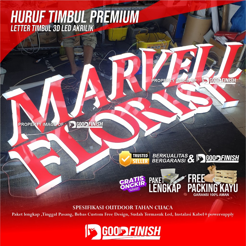 Jual Huruf Timbul Akrilik BESAR 25cm+ Letter Sign Paket lengkap Tahan ...